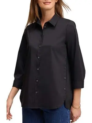 Foxcroft Juliet Three-quarter Sleeve Button-up Shirt - Black