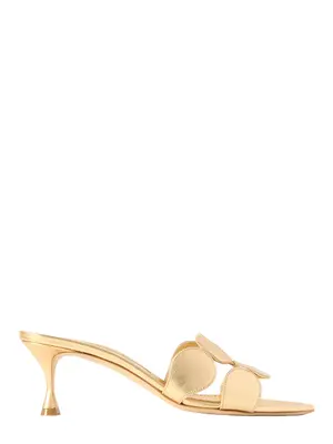 Manolo Blahnik Haribalmu 50 Metallic Leather Mules - Gold