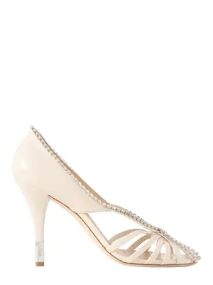 Chloé Leonie Crystal-embellished Leather Pumps - Ivory