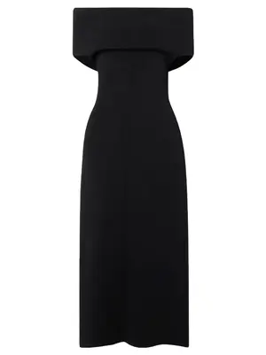 TOTEME Off-the-shoulder Jersey Midi Dress - Black