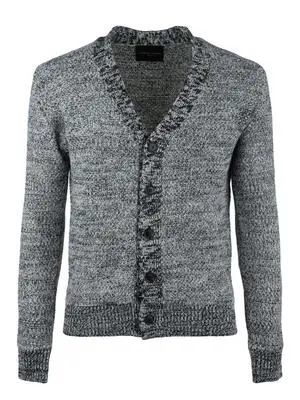 ROBERTO COLLINA Mélange Effect Cardigan - Gray, Black
