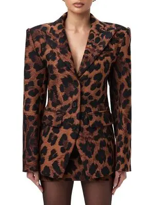 Naked Wardrobe Naked Wardrobe Fitted Blazer Leopard