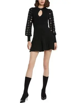 Mac Duggal Knit Grommet Mini Dress - Black