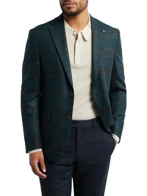 JACK VICTOR Midland Contemporary Fit Plaid Sport Coat - Blue