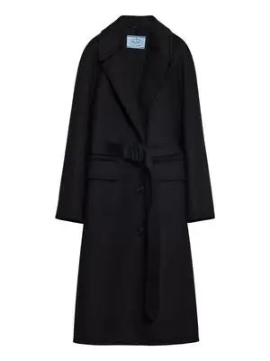 Prada Single-breasted Cashgora Overcoat - Black
