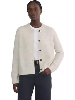Everlane Crew Cardigan In Alpaca And Nylon Almond