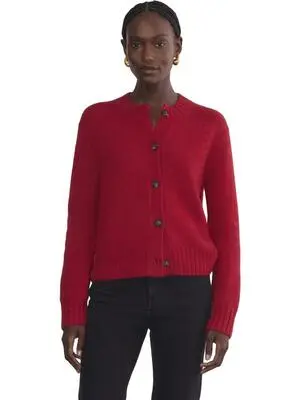 Everlane Crew Cardigan In Alpaca And Nylon Berry Red