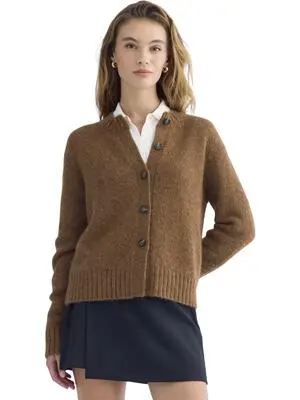 Everlane Crew Cardigan In Alpaca And Nylon Toffee