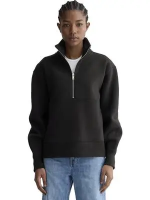 Everlane Luxe Fleece Half-zip Sweatshirt - Black