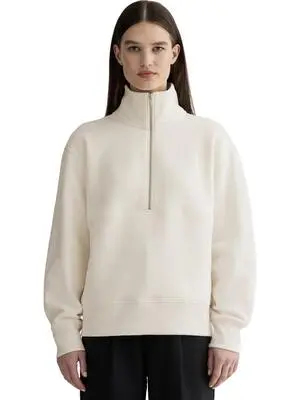 Everlane Luxe Fleece Half-Zip Sweatshirt Bone White