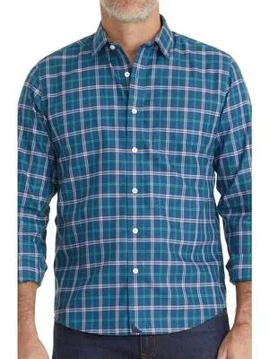 UNTUCKIT Harwin Plaid Wrinkle Free Cotton Twill Button-up Shirt - Light Blue