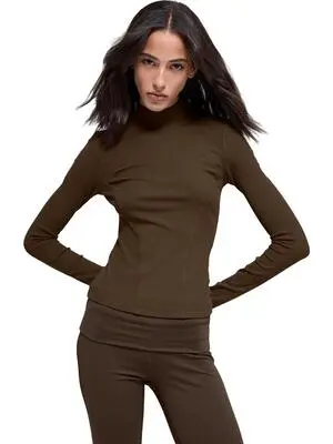 Alo Yoga Ribbed Mesmerize Long Sleeve Top - Espresso