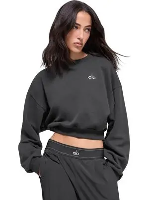 Alo Yoga Cropped Crewneck Top - Anthracite
