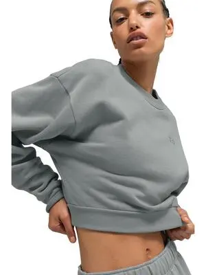 Alo Yoga Cropped Crewneck Top - Lunar Grey
