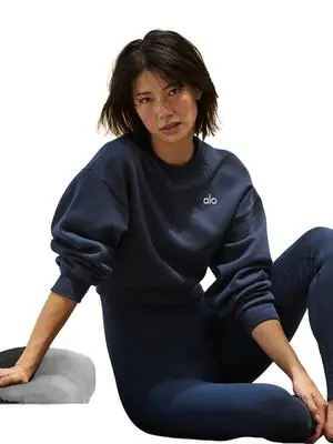 Alo Yoga Cropped Crewneck Top - Navy