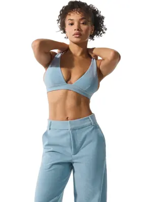 Alo Yoga Micro Corduroy Dreamer Bra Celestial Blue