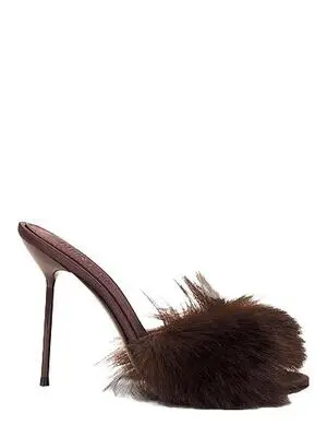 Paris Texas Furry Lidia Mule 105 Heel Brown