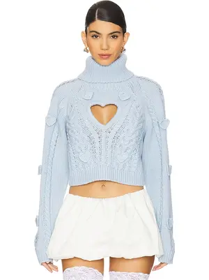 For Love & Lemons Rebecca Heart Sweater - Blue