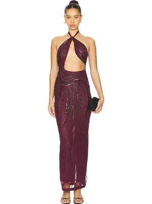 CAMILA COELHO Lyra Maxi Dress - Dark Cherry