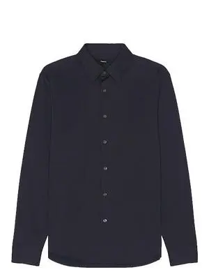 Theory Sylvain Structure Knit Shirt In Navy - Eclipse