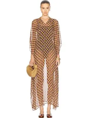 BODE Cattail Plaid Kaftan - Brown Multi