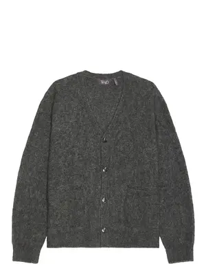 WAO WAO Solid Brushed Cardigan Charcoal