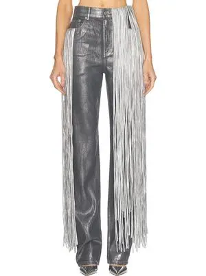 AREA AREA Metallic Fringe Straight Leg Pant