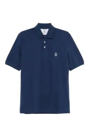 Brunello Cucinelli Logo-print Polo Shirt - Blue