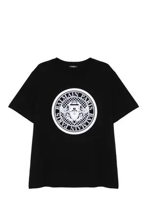 Balmain Flocked-logo T-shirt - Black