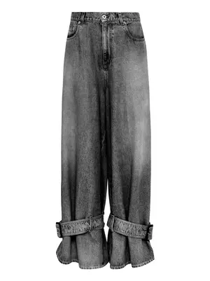 JW Anderson Buckled Wide Leg Jeans - Grey