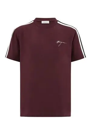 FERRAGAMO Side-stripe Cotton T-shirt - Red