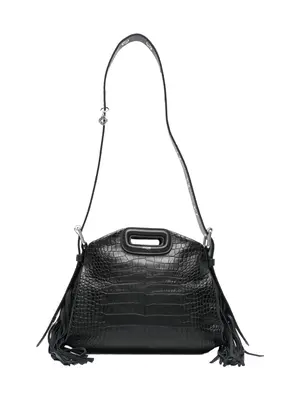 Maje Mini Miss M Embossed Leather Bag - Black