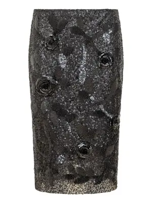 DES_PHEMMES Sequin-embellished Midi Skirt - Black