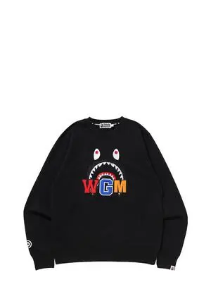 A BATHING APE Shark Embroidery Crewneck Sweatshirt - Black