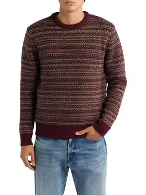 SCHOTT Fair Isle Wool Blend Sweater - Burgundy