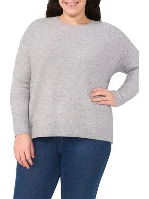 CECE DUPRAZ Elbow Heart Detail Crewneck Sweater - Light Heather Grey