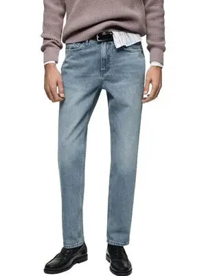 Mango MANGO Volt Regular Fit Straight Leg Jeans Petrol Blue