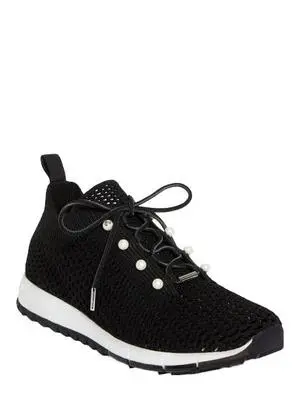 JIMMY CHOO Veles Imitation Pearl Knit Sneakers - X Black Mix