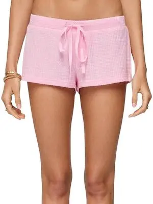 EDIKTED Teddy Waffle Shorts - Light-pink
