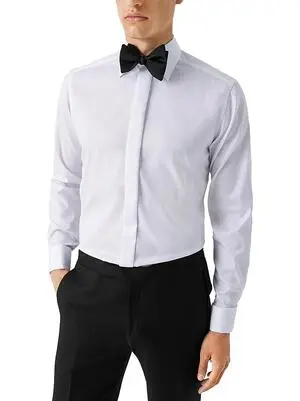 Eton Contemporary Fit Twill Fly Front Formal Shirt - White