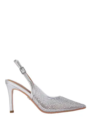 Carvela Lovebird Rhinestone-embellished Slingback Courts - Silver