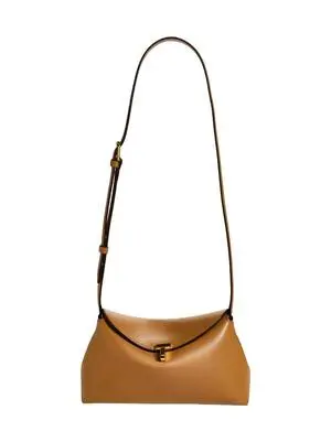 TOTEME Palmellata T-lock Leather Clutch Crossbody - Camel