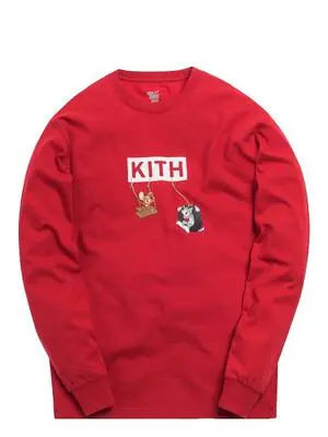 Kith X Tom & Jerry Long Sleeve Friends Tee Shirt - Red