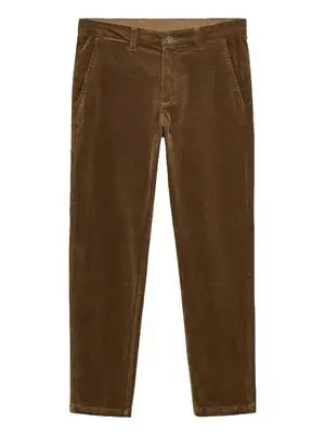 Mango Slim Fit Straight Leg Corduroy Trousers - Medium Brown