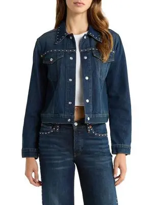RE/DONE Baby Trucker Denim Jacket - Barley Worn Stud