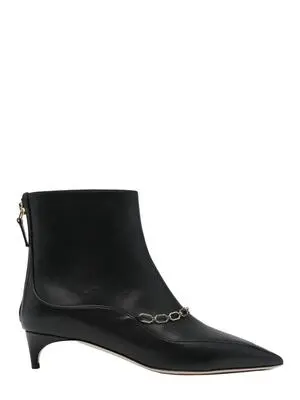 MALONE SOULIERS Leather Ankle Boots With Chain Detail - Black