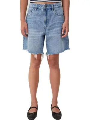 COTTON ON Cotton On Relaxed Denim Shorts Breeze Blue Worn