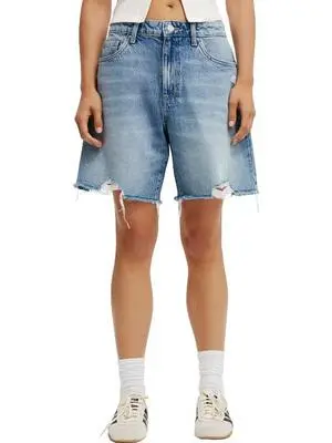 COTTON ON Relaxed Denim Shorts - Saltwater Blue Rip