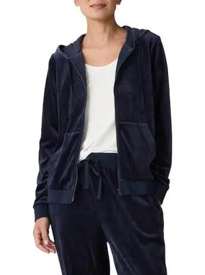 Eileen Fisher Velour Zip-up Hoodie - Ink