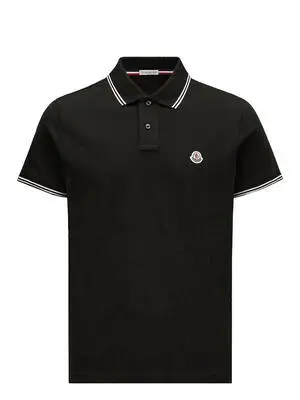 Moncler Moncler Logo Patch Cotton Polo Shirt Black